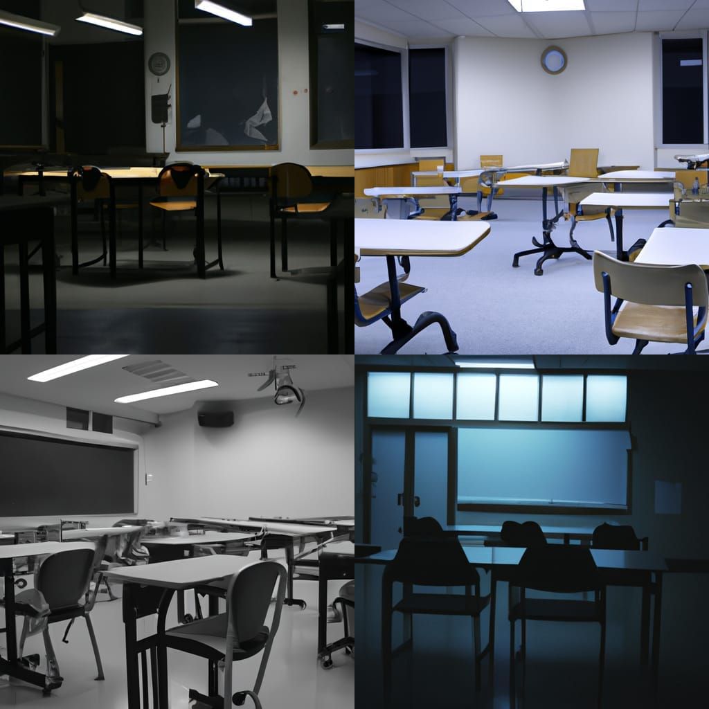 Empty classroom at night - AI Generated Artwork - NightCafe Creator