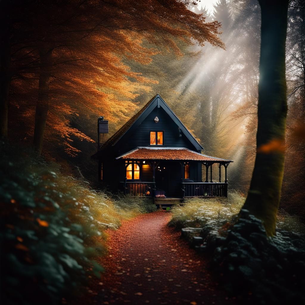 Cabin in the forest - AI Generated Artwork - NightCafe Creator
