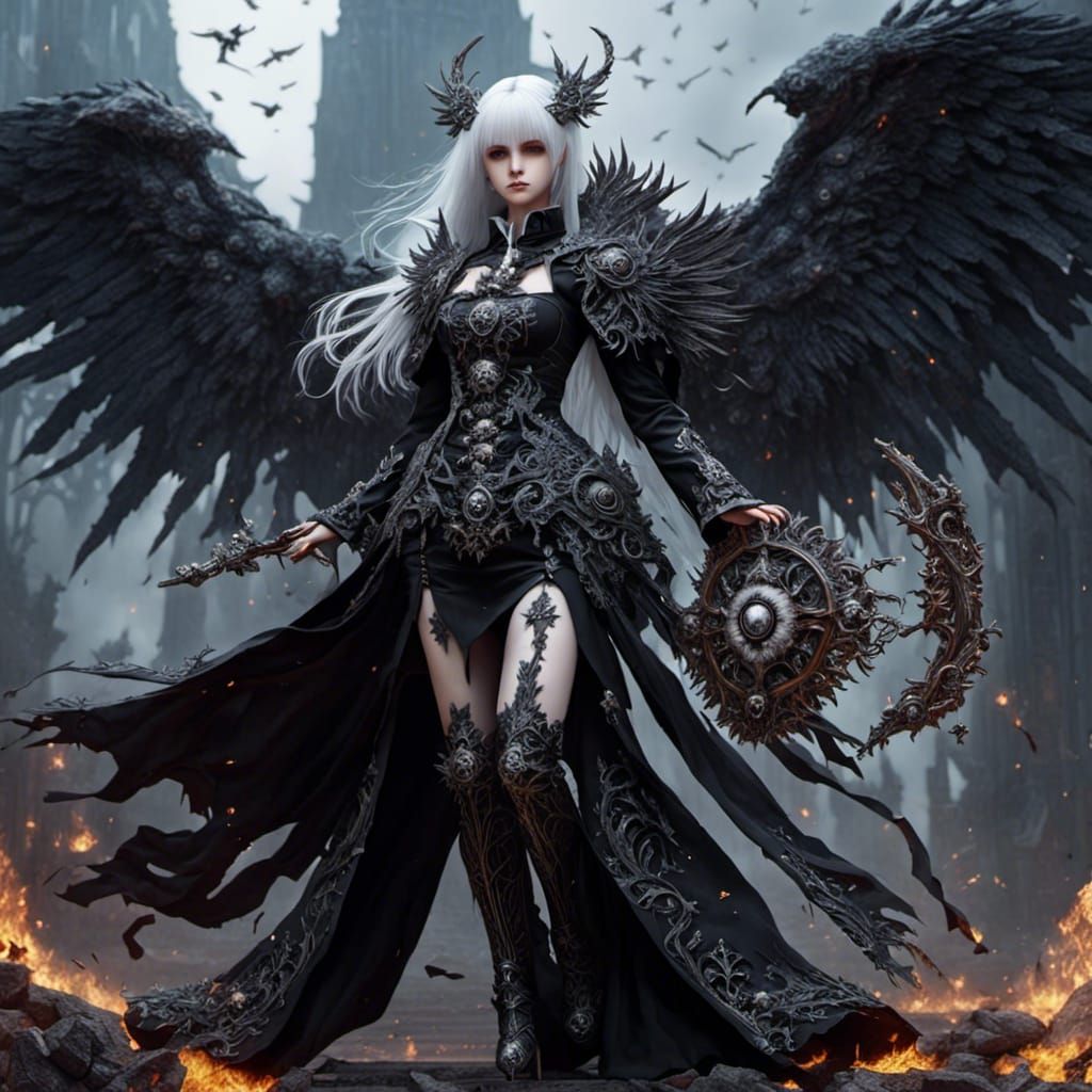 Blud winged female angel - AI Generated Artwork - NightCafe Creator