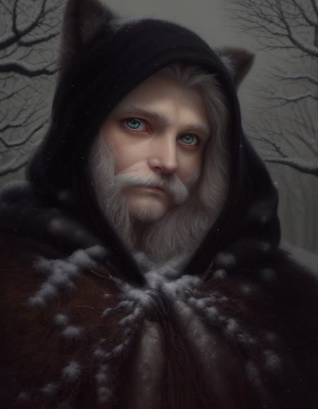 Canvas texture, Fine art oil painting. The Druids eyes comforted us ...