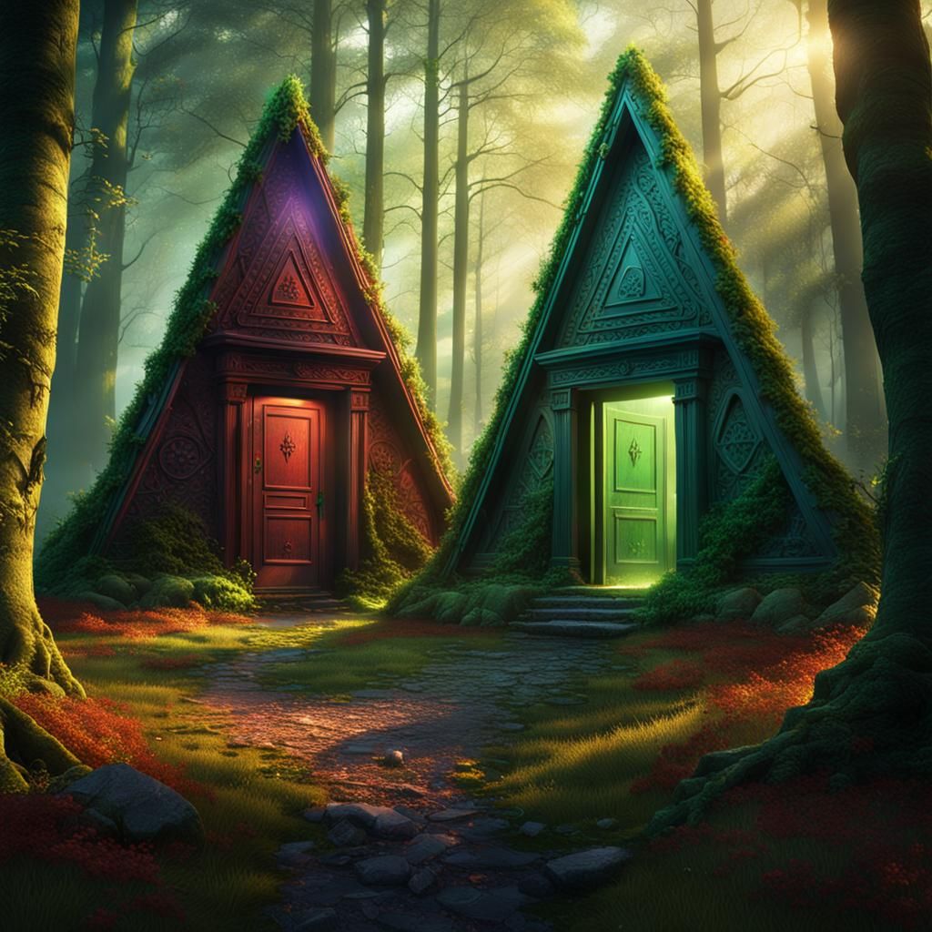 Mystic triangle doors - AI Generated Artwork - NightCafe Creator