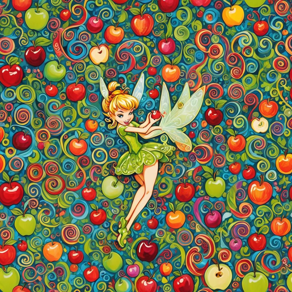 Tinkerbell eating an apple - AI Generated Artwork - NightCafe Creator