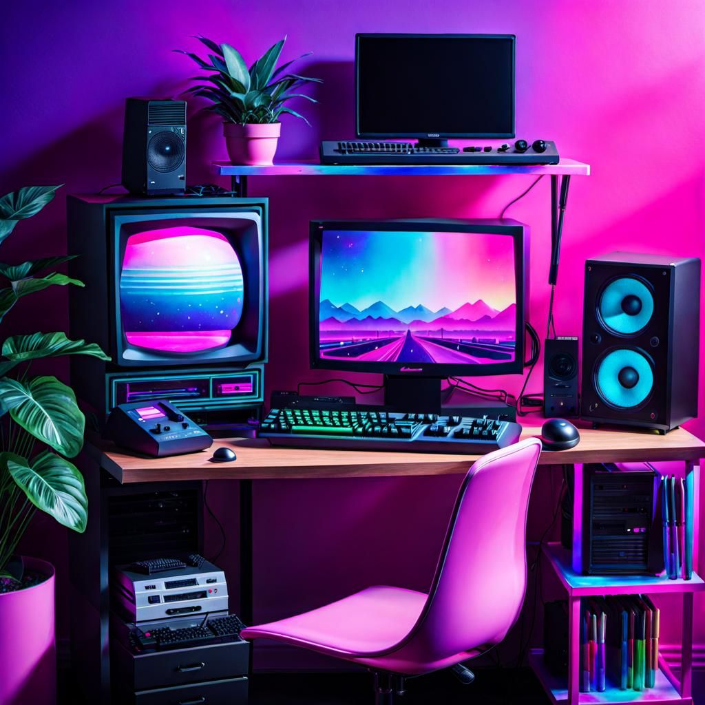 Synthwave Gaming II - AI Generated Artwork - NightCafe Creator