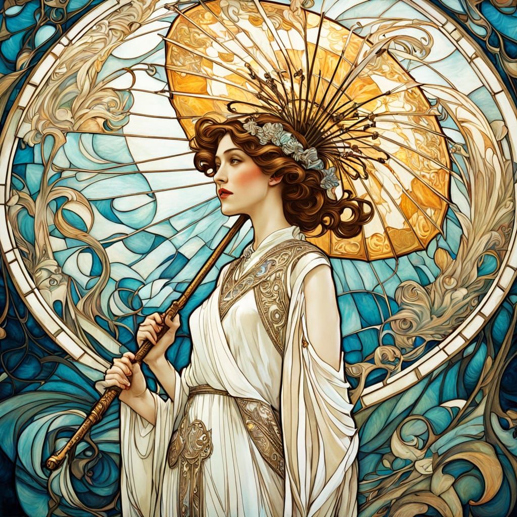 Times created from glass - Ethereal Woman in Art Nouveau Sty...