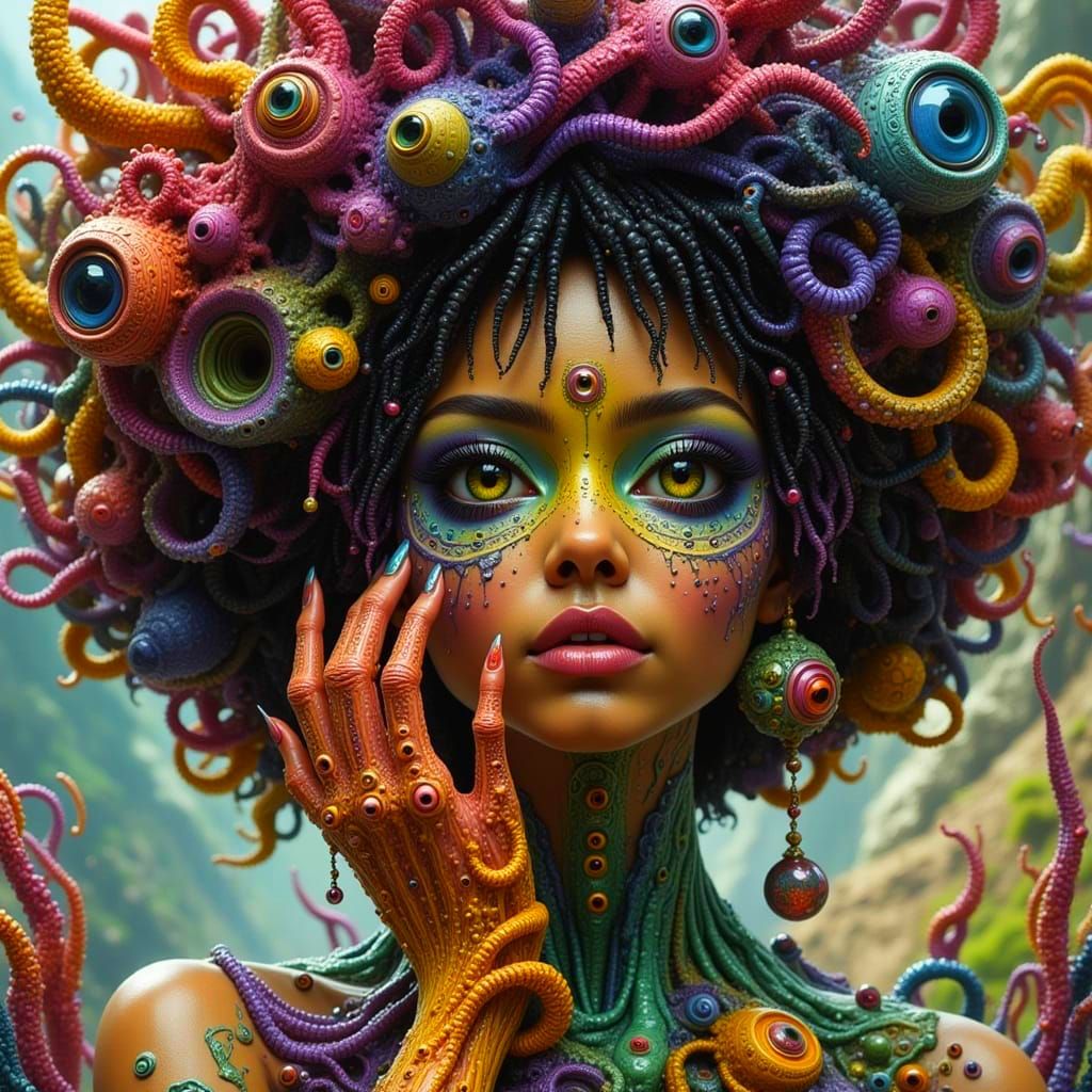 Aliens Are Here - Ethereal Alien Portrait with Afro Hairstyl...