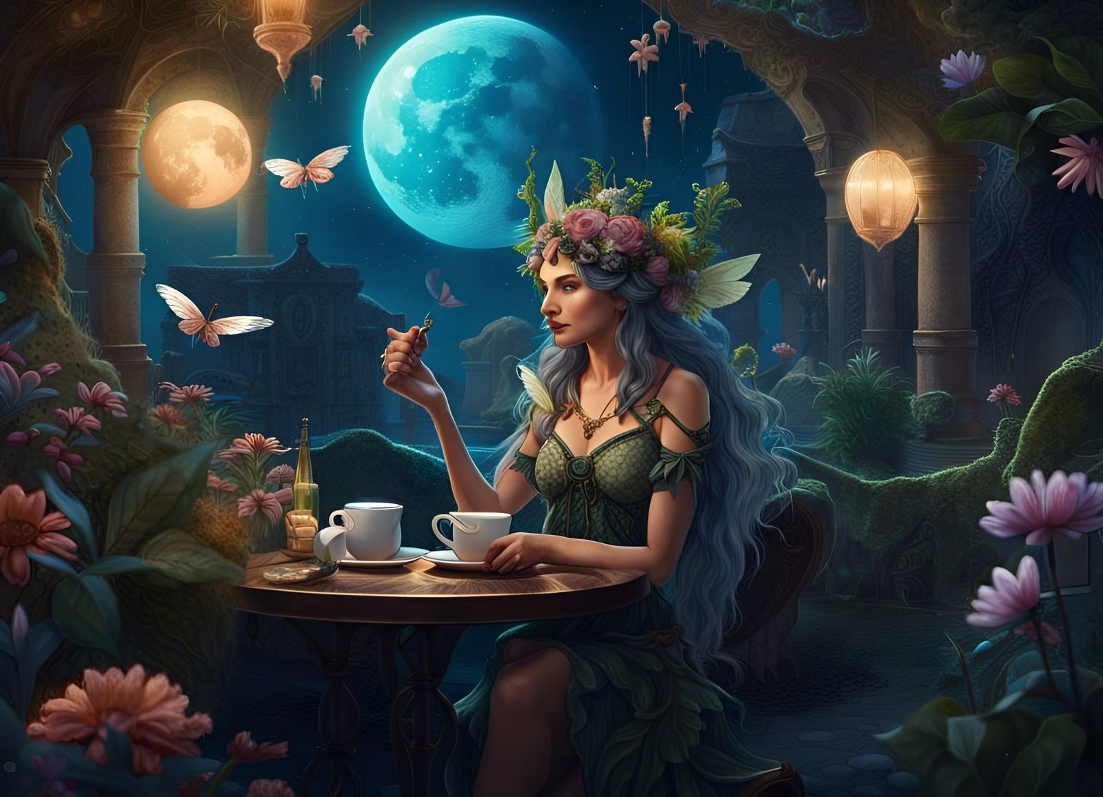 Moonlight Fae Cafe - AI Generated Artwork - NightCafe Creator