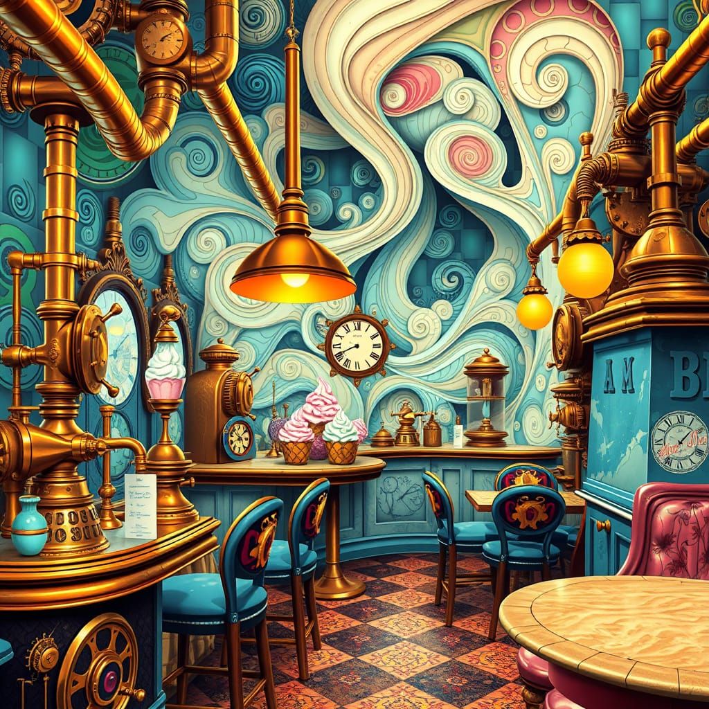 Clockwork Confections: The Whimsical Steampunk Ice Cream Parlor