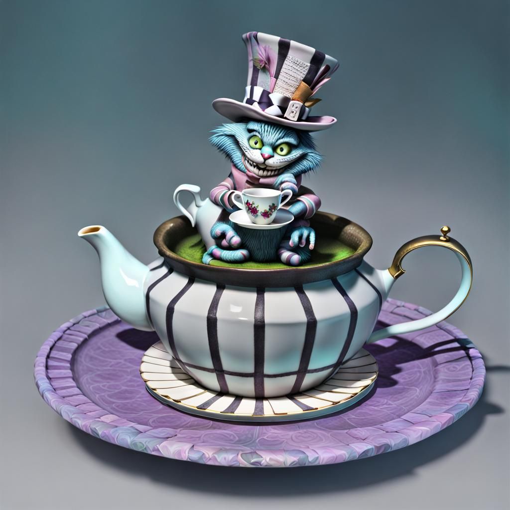 Mad hatters tea party , 3D creation of a tea pot with a3D mad hatter ...