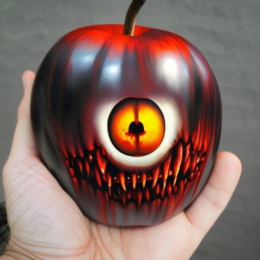 Painted Scary Apple - AI Generated Artwork - NightCafe Creator