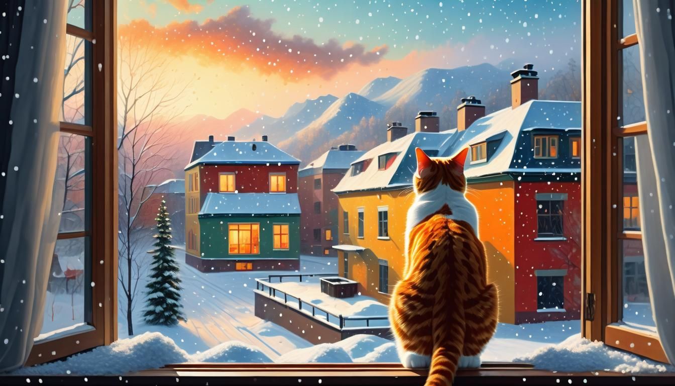 Admiring snowfall - AI Generated Artwork - NightCafe Creator