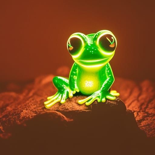 Glowing frog that swallowed a firefly and its stomach emits light. - AI ...