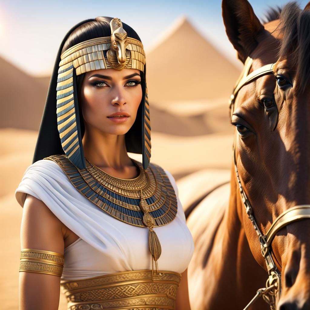 Cleopatra in Egyptian Desert, hyper-realistic life-like ultra-hd photo ...