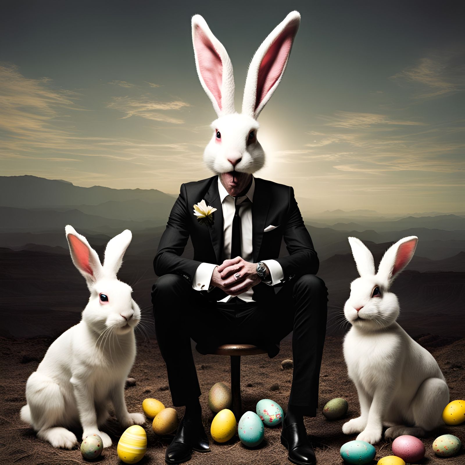 Scott Weiland and the Easter Bunny, surrealism - AI Generated Artwork ...