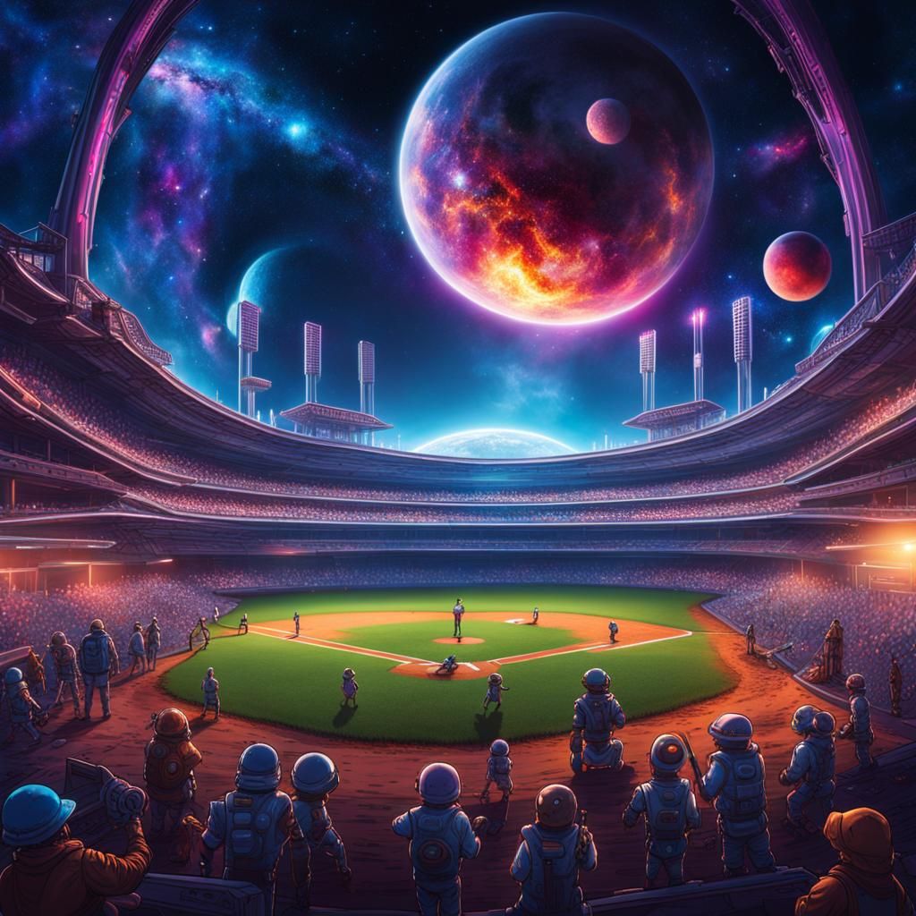 Cosmic baseball field in the middle of space - AI Generated Artwork ...