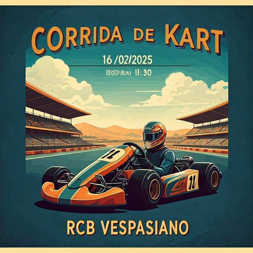 Vintage Kart Racing Poster in a Sun-Drenched Lands... - AI Art