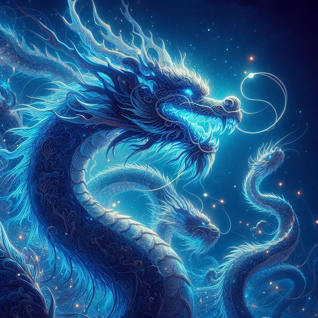 luminescent electrically blue chinese dragon - AI Generated Artwork ...