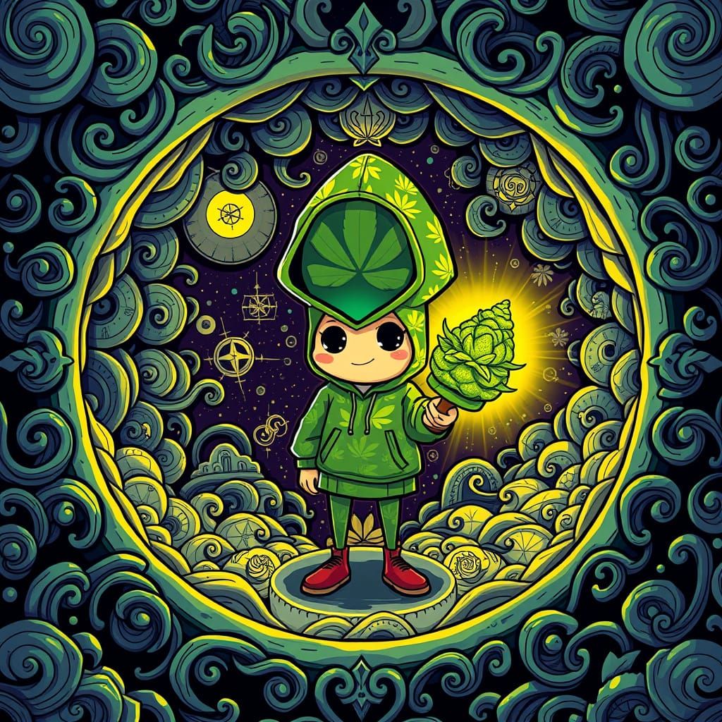 Whimsical Marijuana Characters Explore Dreamlike W... - AI Art