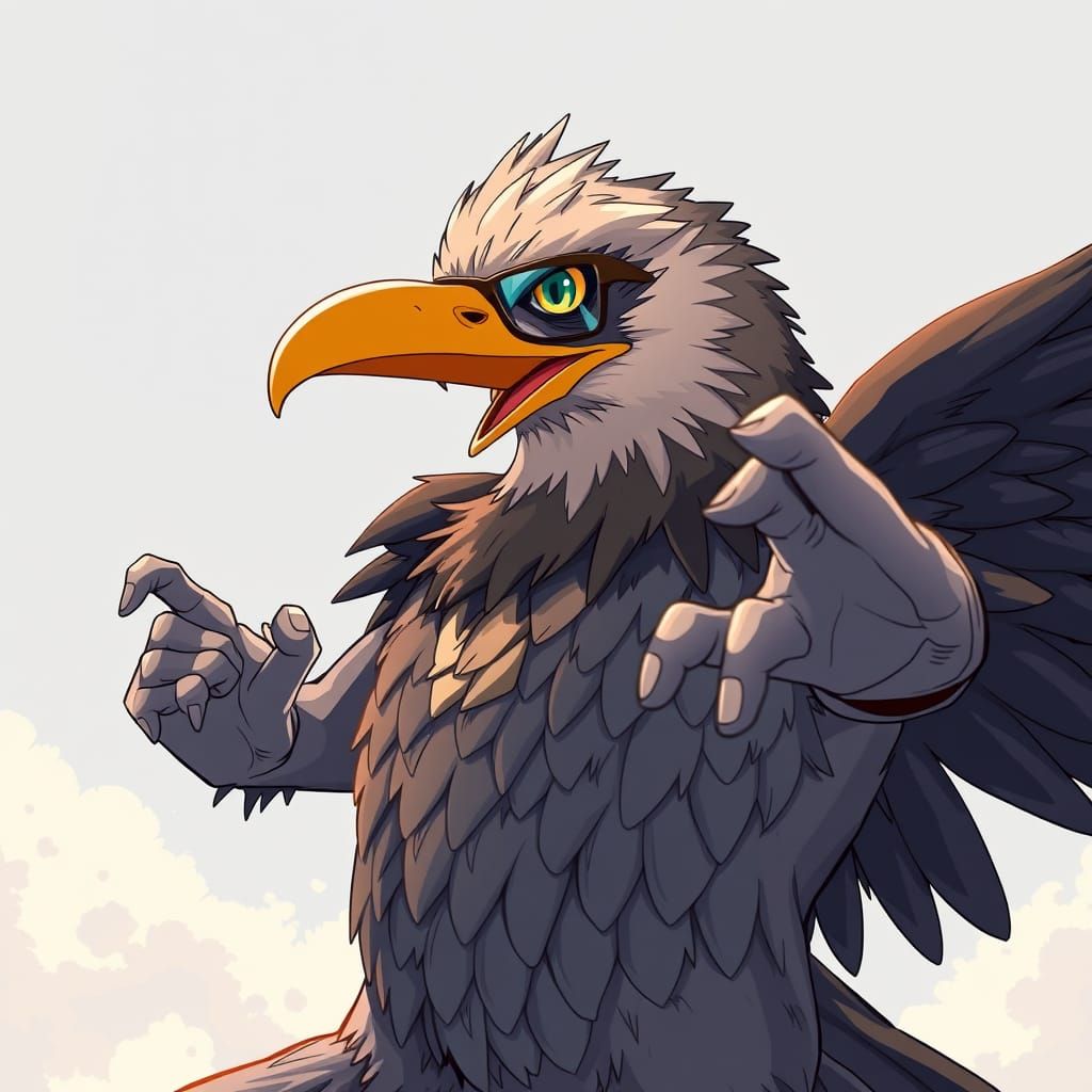 Manga-Inspired Heroic Bird-Man with Eagle's Head a... - AI Art