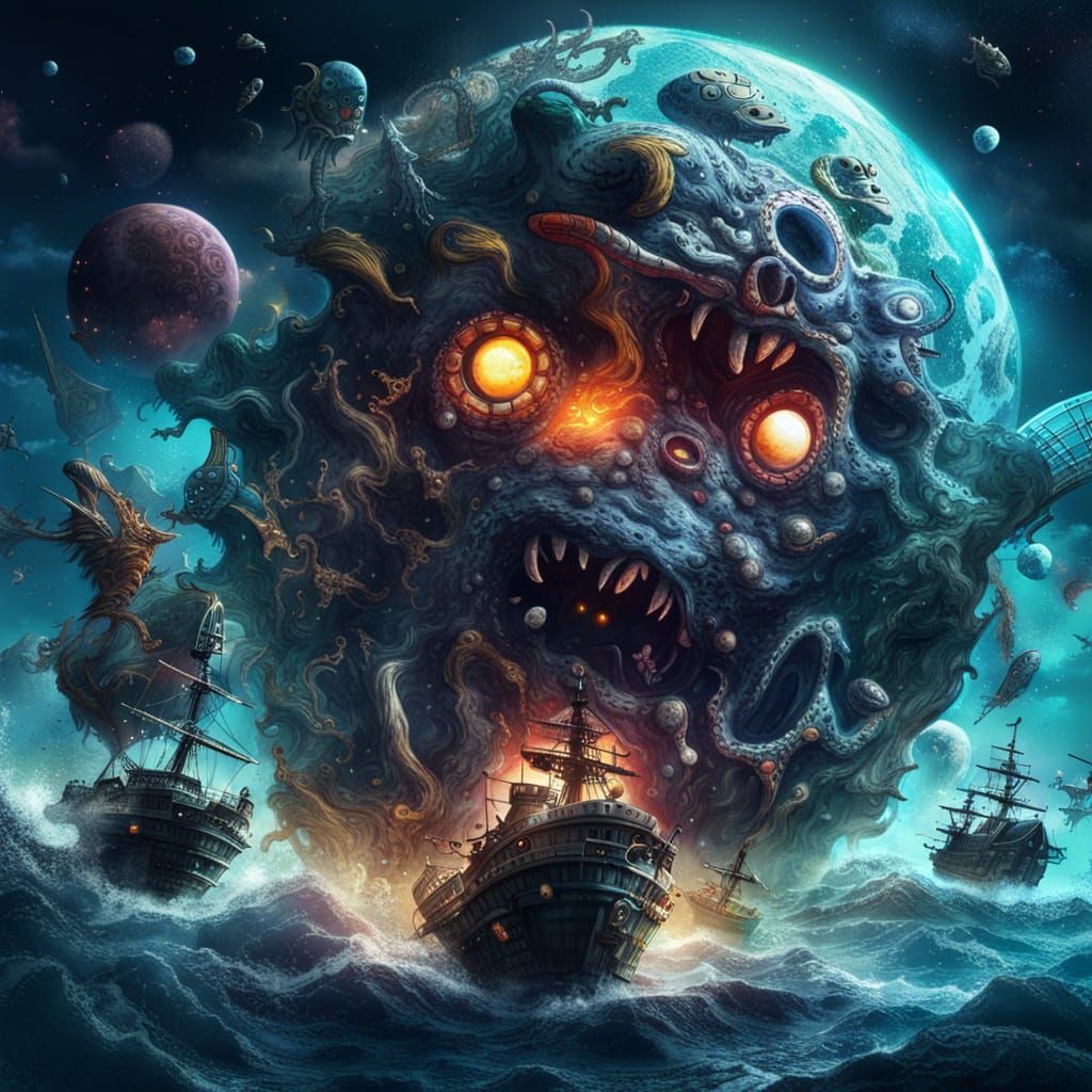 Space monsters moon - AI Generated Artwork - NightCafe Creator