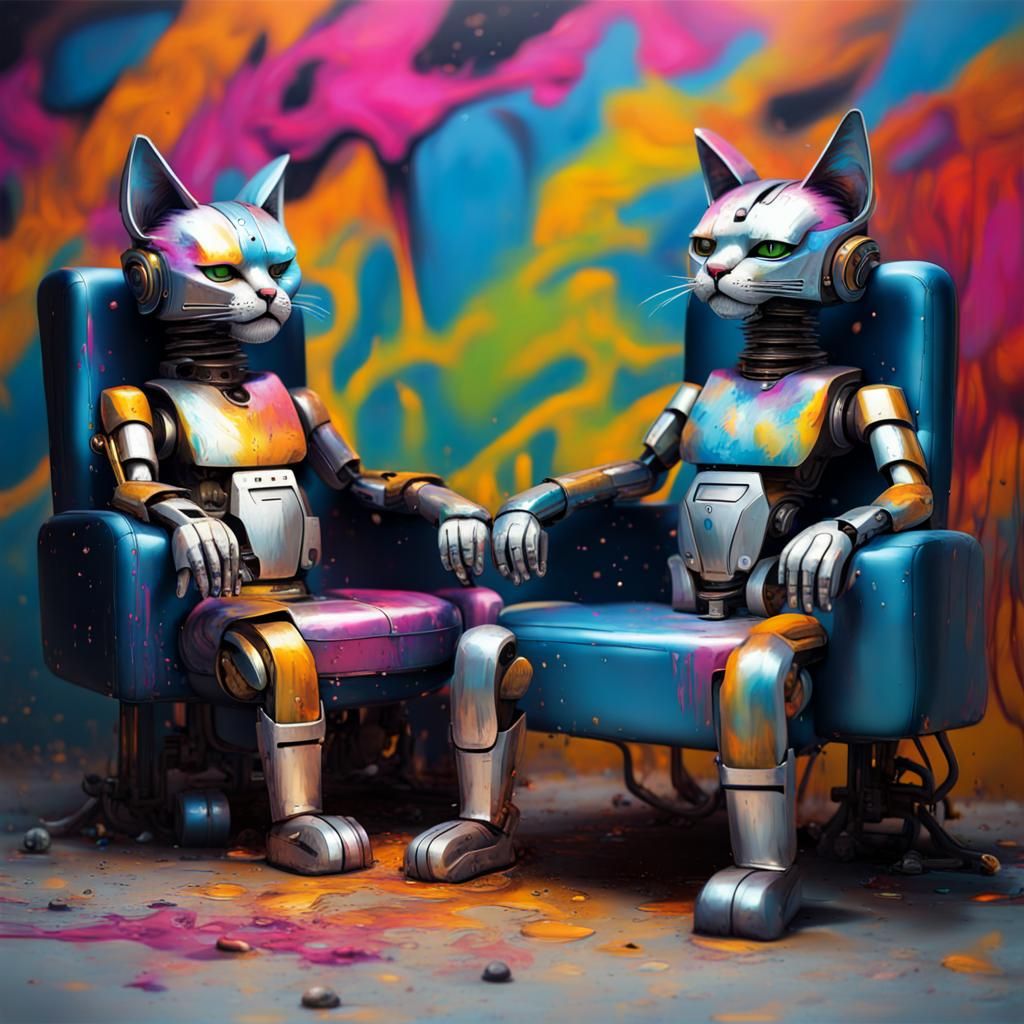 Robotic cat chairs - AI Generated Artwork - NightCafe Creator