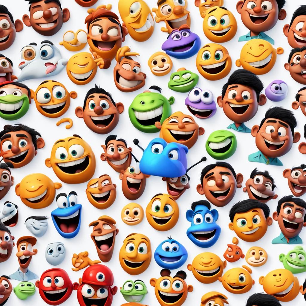 Different smiles Images separeted one by one Pixar, Disney, concept art ...