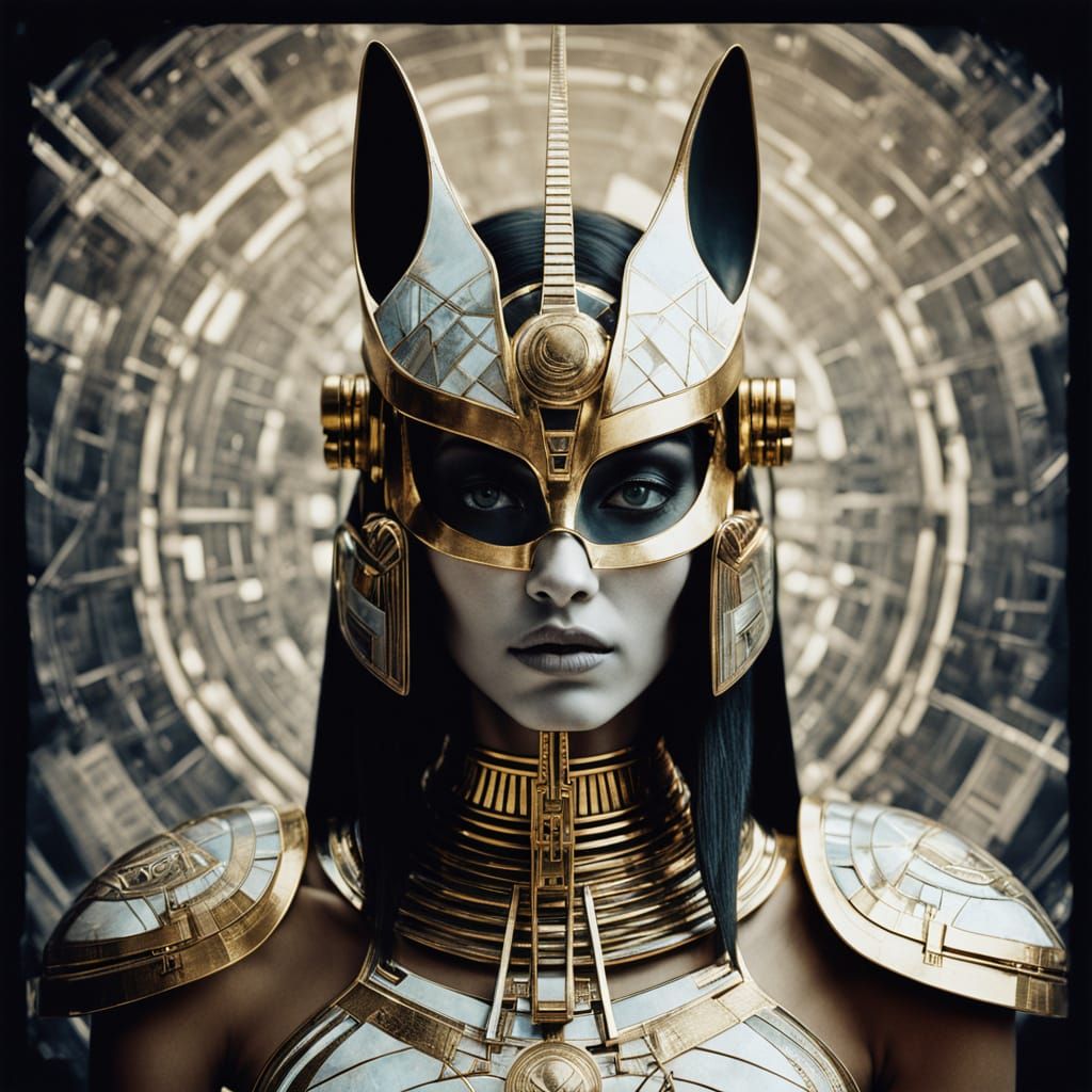 Elegant Warrior-Priestess in Cybernetic Armor - AI Art