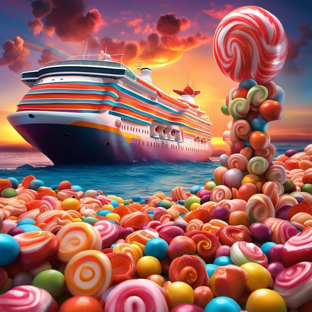 A real candy Dessert in the form of a Dessert sunset, candy candy bouys ...