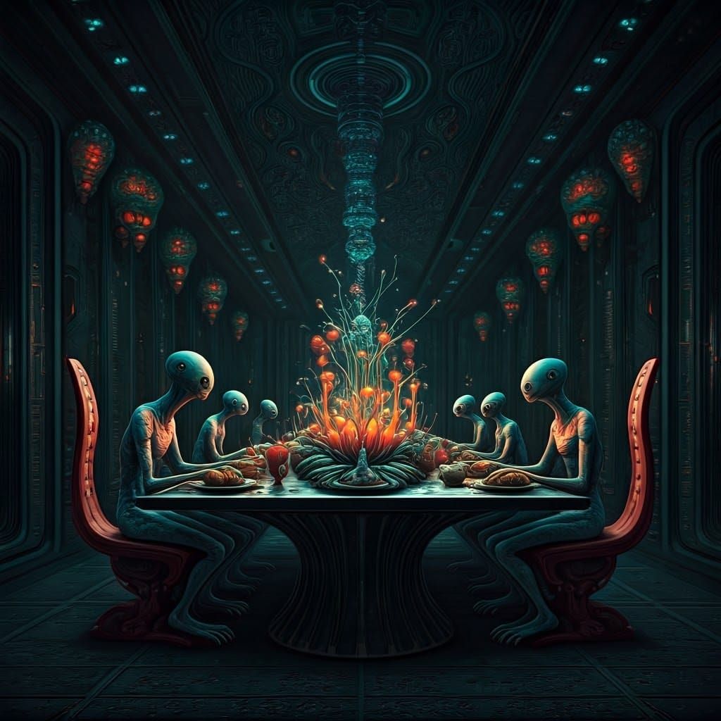 Feast of Alien - Ethereal Banquet in a Futuristic, Dreamlik...