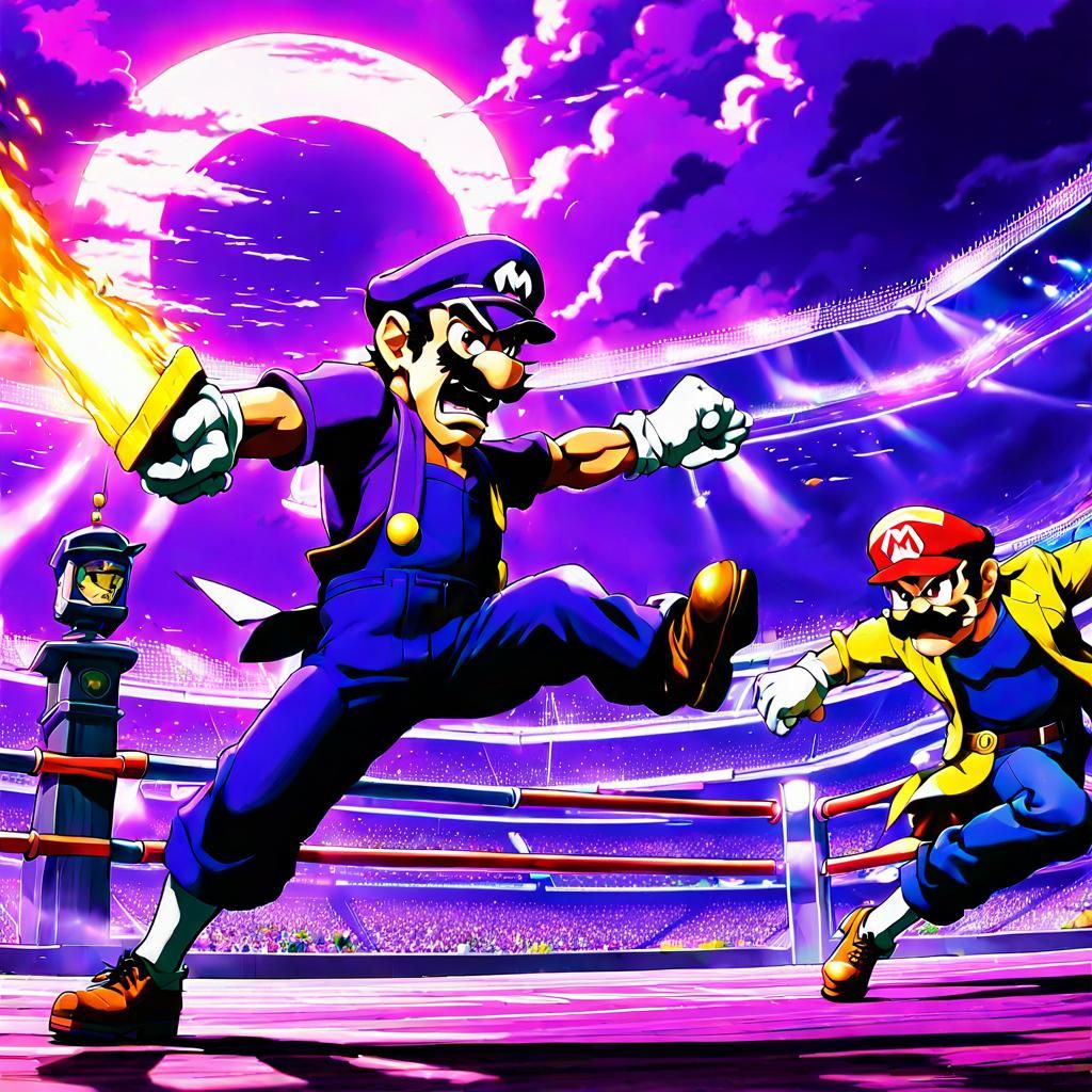 Waluigi fighting Wario - AI Generated Artwork - NightCafe Creator