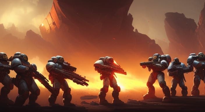 Squad Space marines facing Juggernaut portrait, 8k resolution concept ...