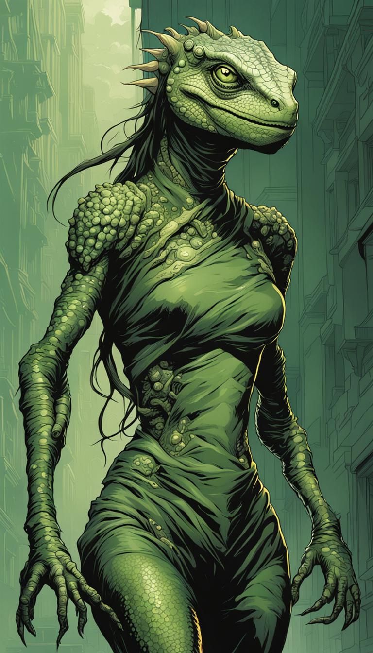 Humanoid lizard woman - AI Generated Artwork - NightCafe Creator