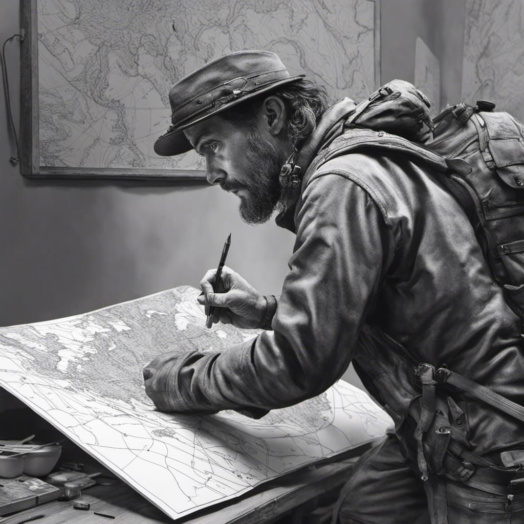 A Cartographer Drawing a Map with his Ink Pen - AI Generated Artwork ...