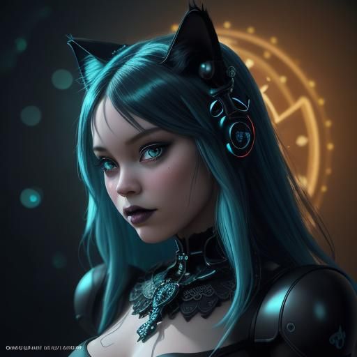 Realistic Stunningly Cute half Robotic/real cat with fleur de lis on it ...