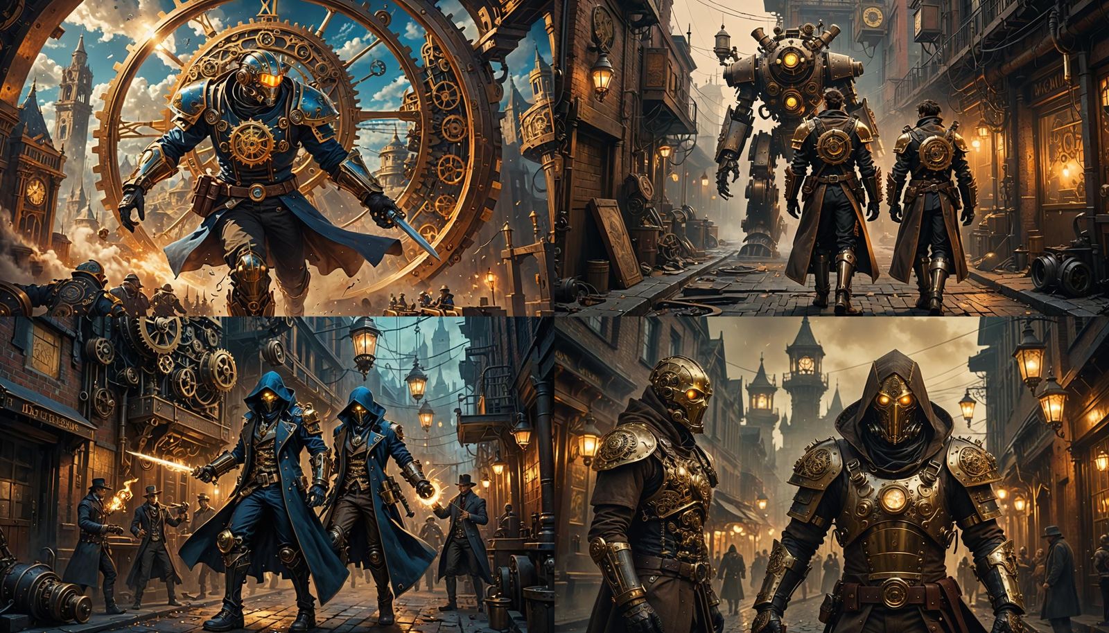 Steampunk Clockwork Paladin and Assassin in Vivid ... - AI Art