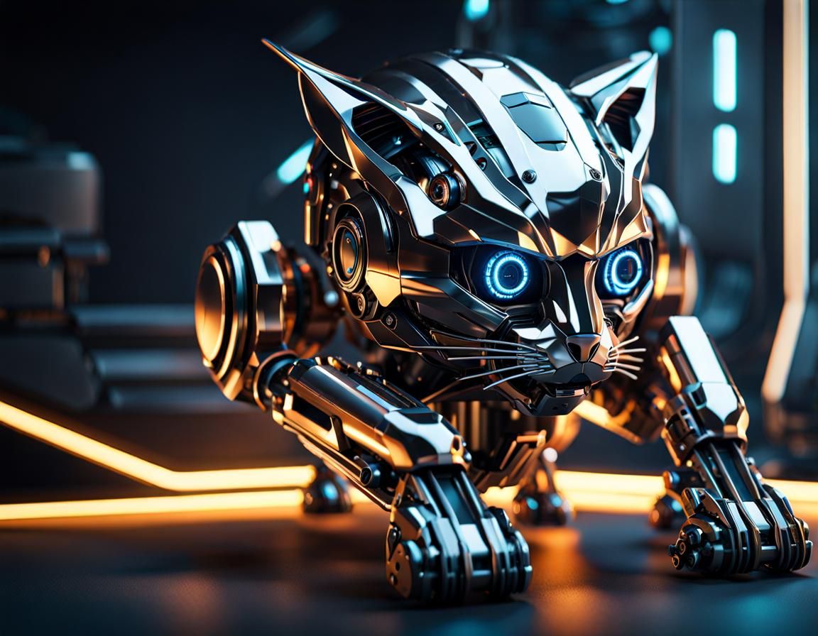 Robot kitty - AI Generated Artwork - NightCafe Creator