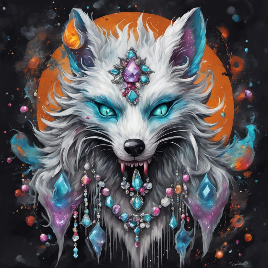 Halloween Fox Demon with jewels - AI Generated Artwork - NightCafe Creator