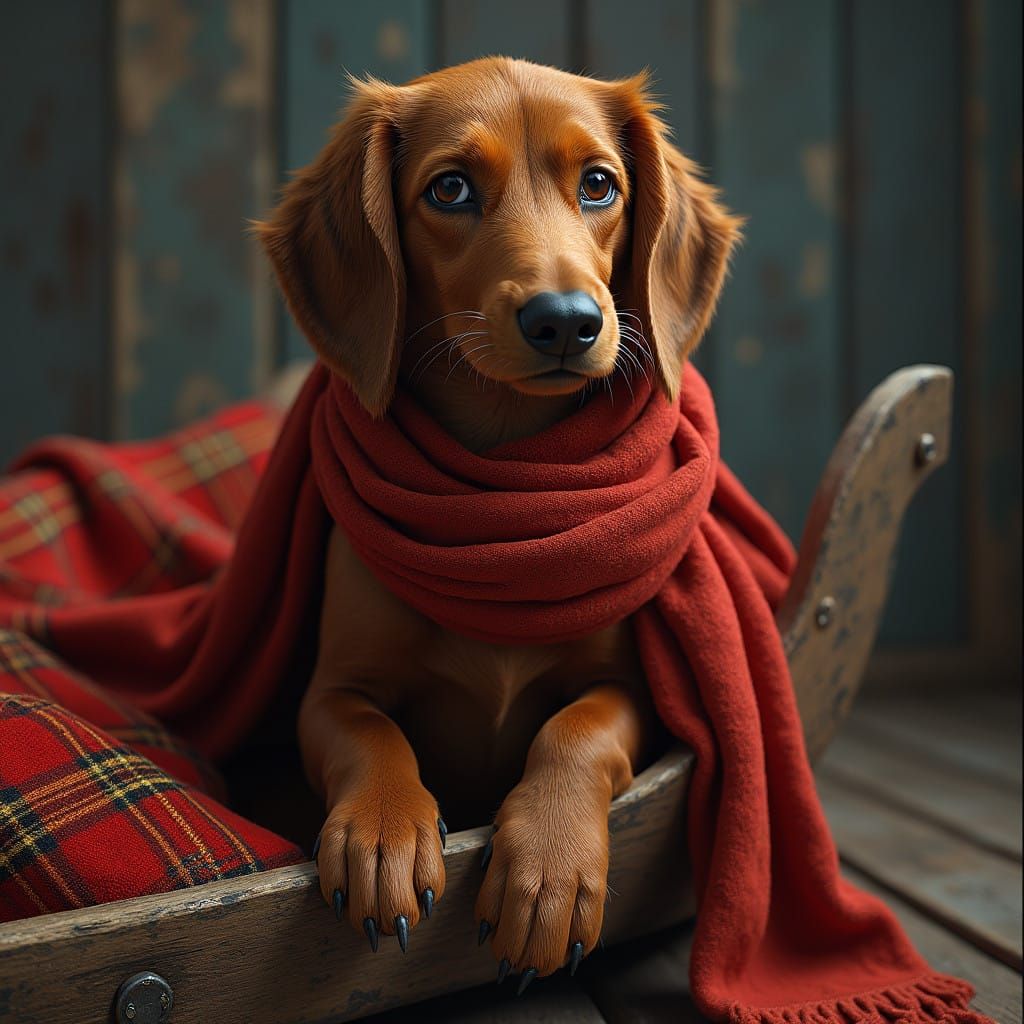 haired dash hound dog 1 - Proud Dash Hound Beside Vintage S...