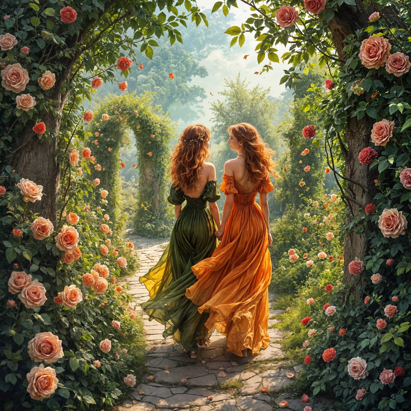 Countess Emily and Lady Susan, walk through a breathtaking secret rose ...