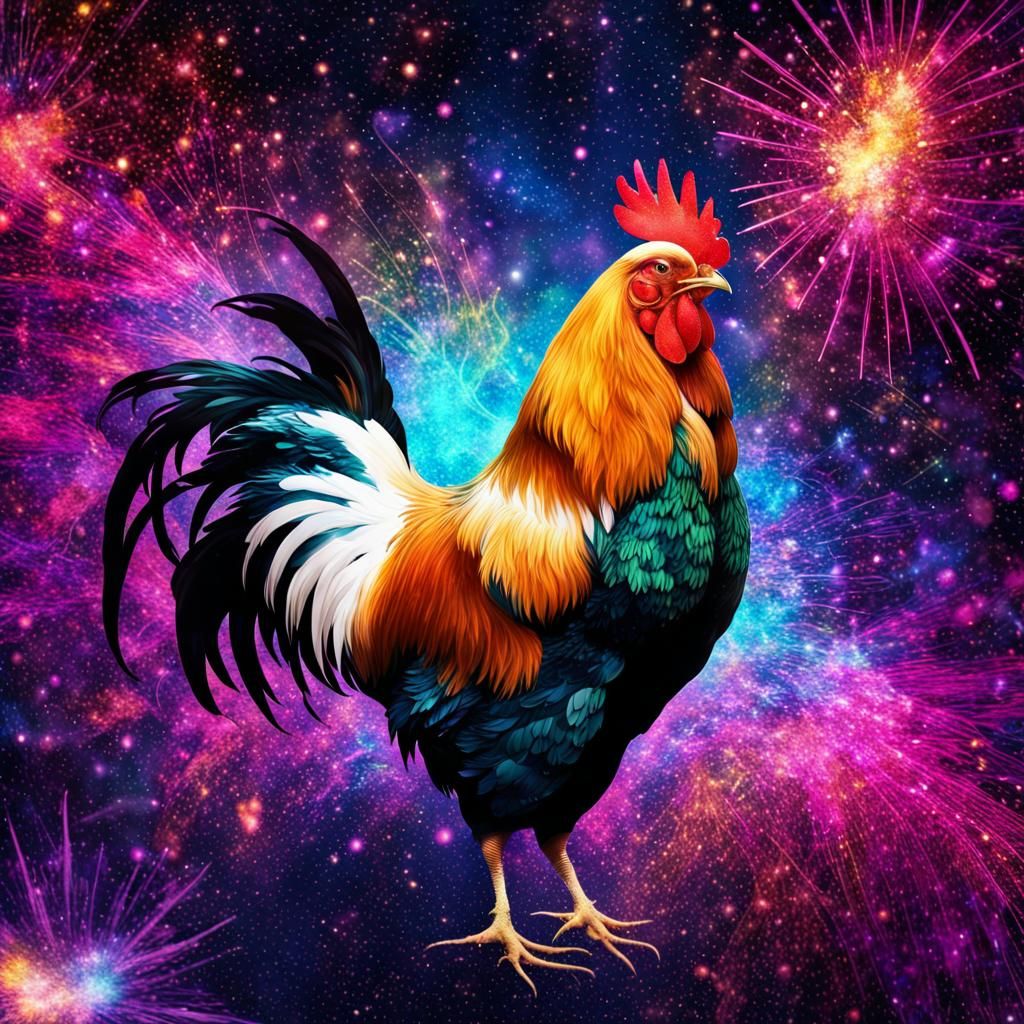 Rooster in space - AI Generated Artwork - NightCafe Creator