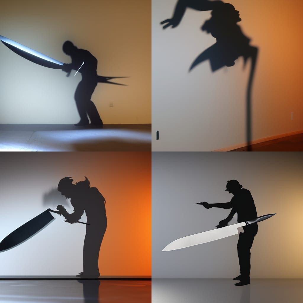 large shadow stabbing another shadow with huge 19 inch knife - AI ...