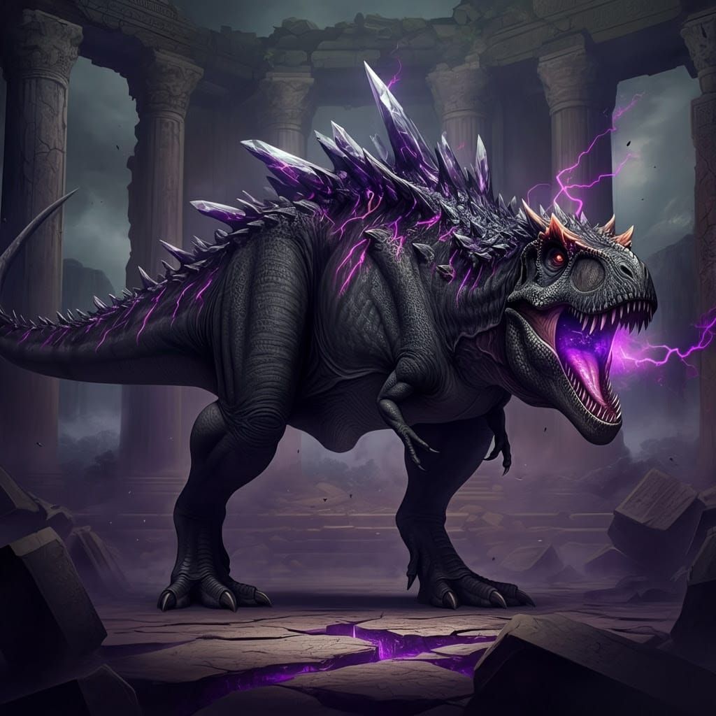 Ancient Tyrannosaurus Rex Dominates with Dark Scal... - AI Art