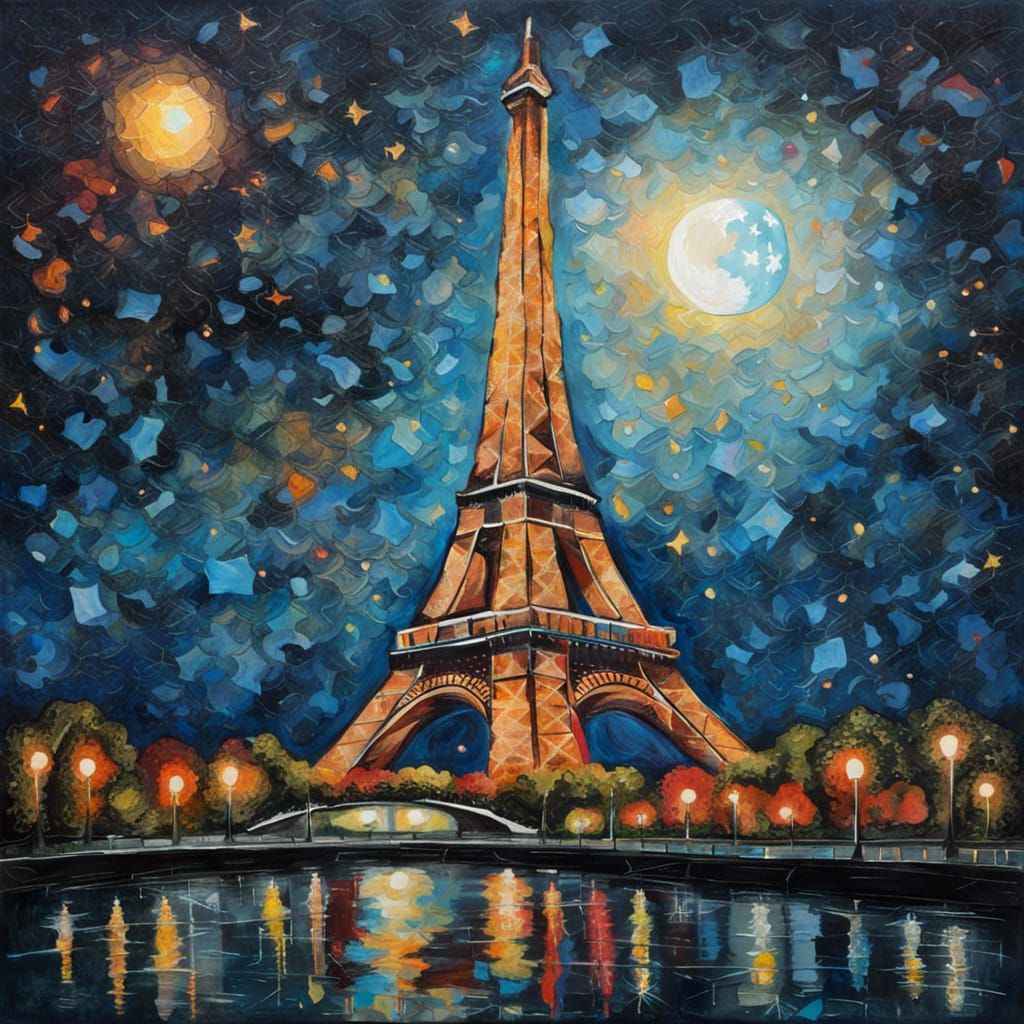 Eiffel Tower at Night! - AI Generated Artwork - NightCafe Creator
