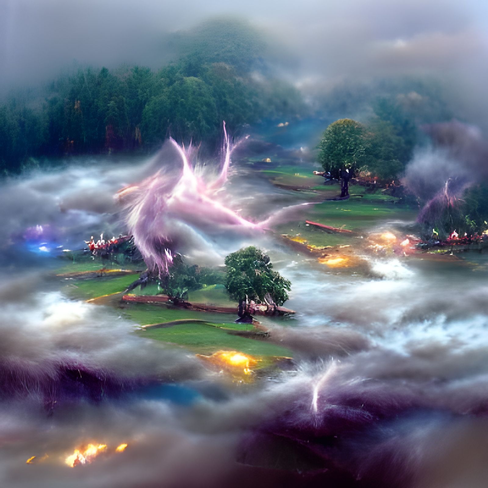 Pokémon like creatures 1, fighting each other with ,lightning, fire ...