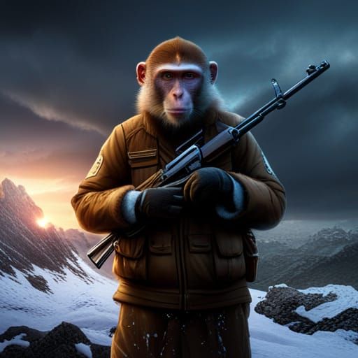 Monkey with ak47 - AI Generated Artwork - NightCafe Creator