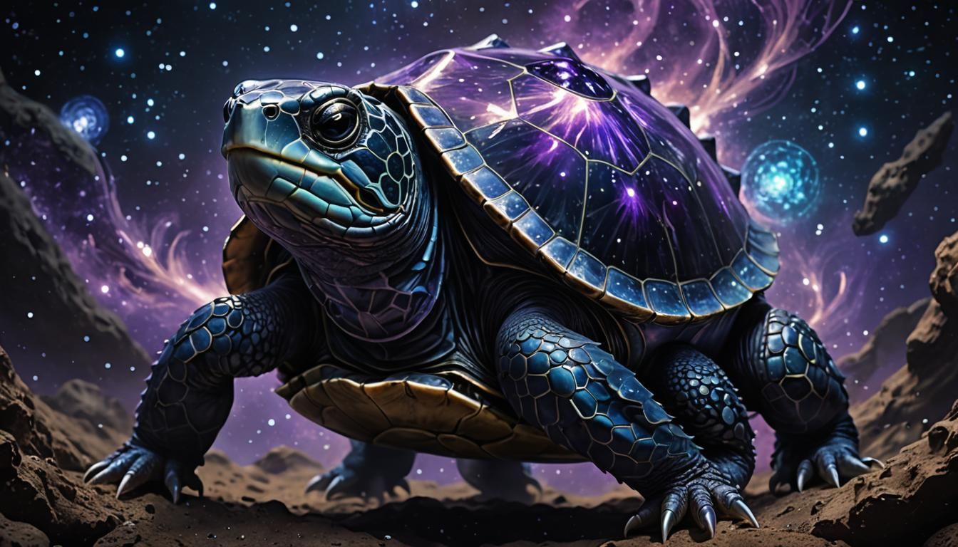 Abyssal turtle Shellbreaker, Its shell is a swirling vortex of indigo ...