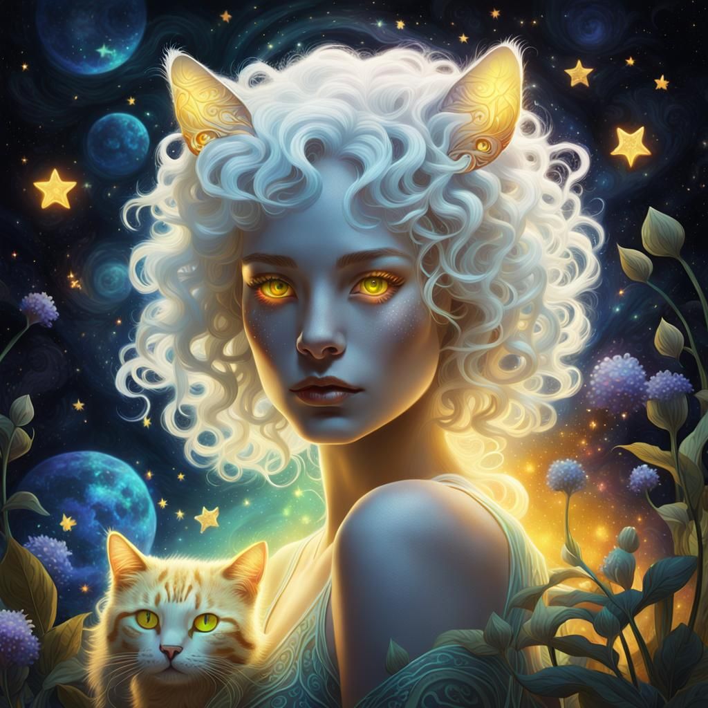 Ethereal Alien Goddess Radiates Cosmic Aura - AI Art