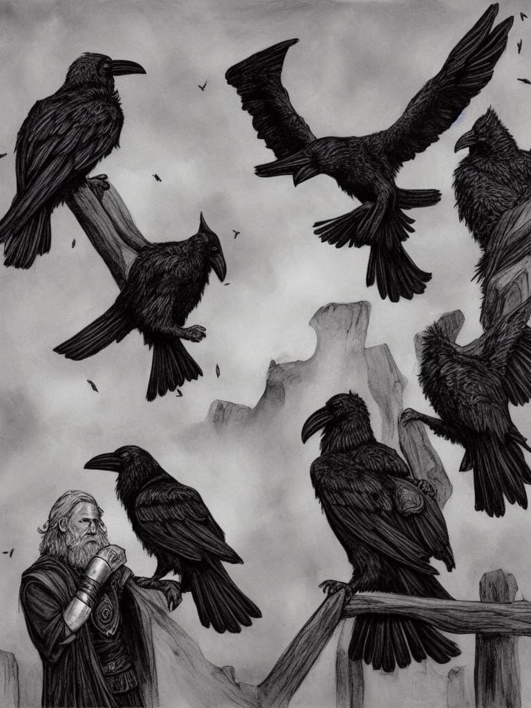 Odin and his ravens 2 - AI Generated Artwork - NightCafe Creator