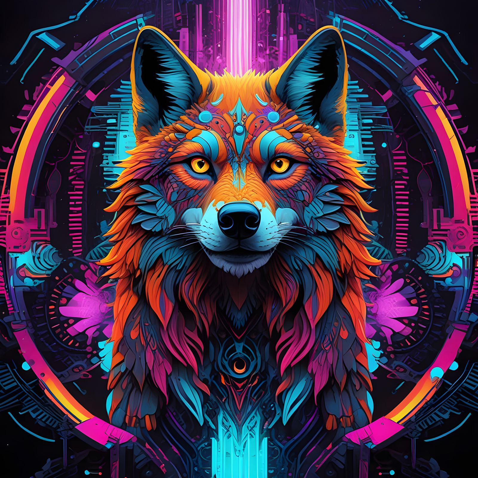 Psychedelic Wolf for ChromaDepth 3D Glasses