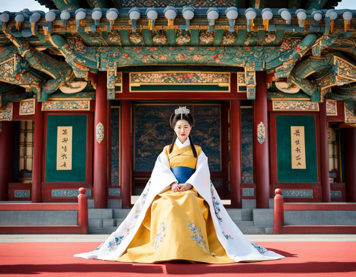 A Very Beautiful South Korean Empress Sitting in her Throne ...