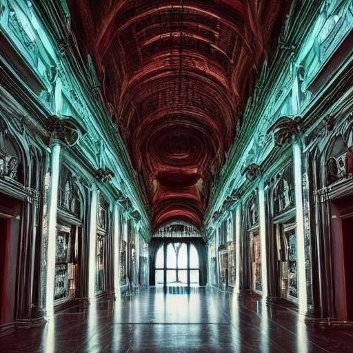 Art by Masamune Shirow, cyberpunk, bioluminescent, wet rainning ...